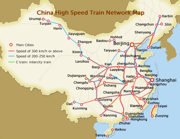 이미지: China High Speed Rail Network Map